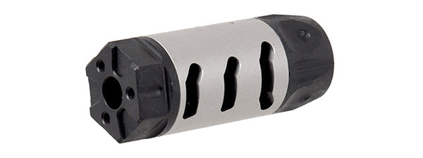 Airsoft Muzzle Compensator [14mm CCW] (SILVER / BLACK) – Simple Airsoft