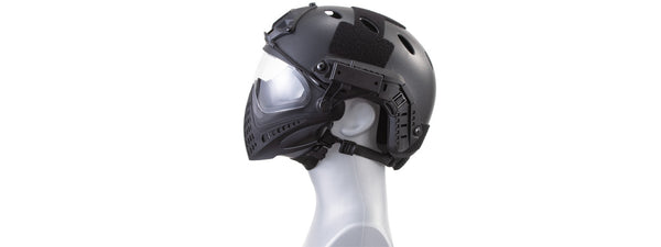 G-Force Pilot Full Face Helmet w/ Plastic Mesh Face Guard (Color: Blac ...